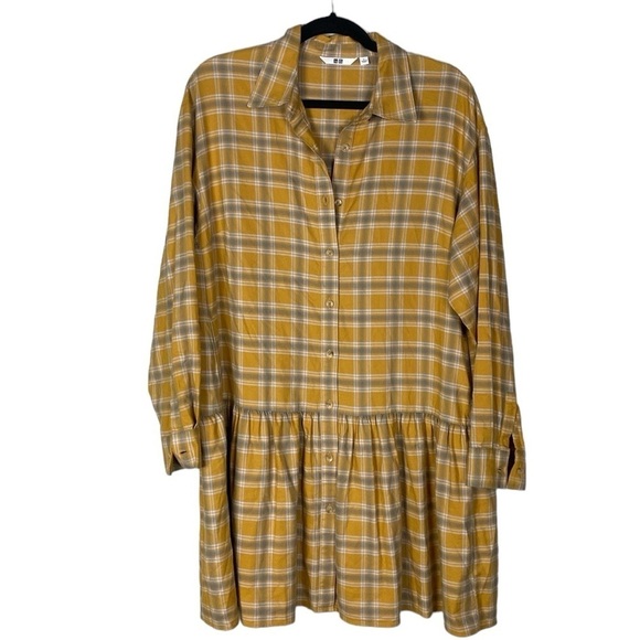 Uniqlo | Dresses | Uniqlo Plaid Flannel Drop Waist Ruffled Dress | Poshmark